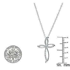 Dazzlingrock Collection 0.25 Carat (Ctw) Sterling Silver Round Diamond Women Cross Pendant with 18 inch Silver Chain
