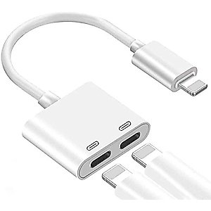 rosyclo Apple MFi Certified iPhone Headphone Adapter Splitter, 2 in 1 Dual Lightning Converter Cable Dongle Music+Charge+Call+Volume Control,Compatible with iPhone 12/11/XS/XR/8/7,iPad