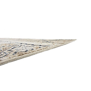 Unique Loom Chateau Collection Geometric, Vintage, Textured, Distressed, Traditional Area Rug, 5' 0" x 8' 0", Beige/Navy Blue