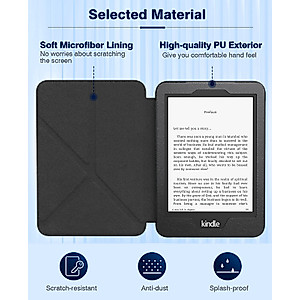 MoKo Case Fits 6" Kindle Paperwhite(10th Gen, 2018 Release)/All Paperwhite 2012-2017, Auto Wake/Sleep Standing Origami Slim Shell Cover with Auto Wake/Sleep for Kindle Paperwhite 2018 E-Reader - Black
