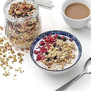 Y YHY Ceramic Bowls, 16 oz Japanese Rice Bowl, Porcelain Cereal Bowls for Kitchen - Nice Choice of Thanksgiving & Christmas Gifts, Blue Bowl Set of 4, Microwave and Dishwasher Safe