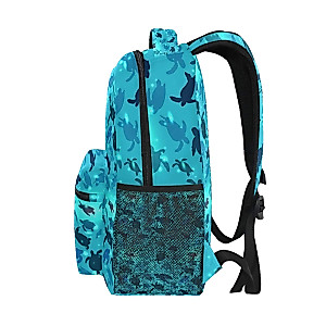 Qilmy Sea Turtle Laptop Backpack Waterproof College Students Bookbags Middle School Bookbag Computer Daypack for Teen Boys Girls