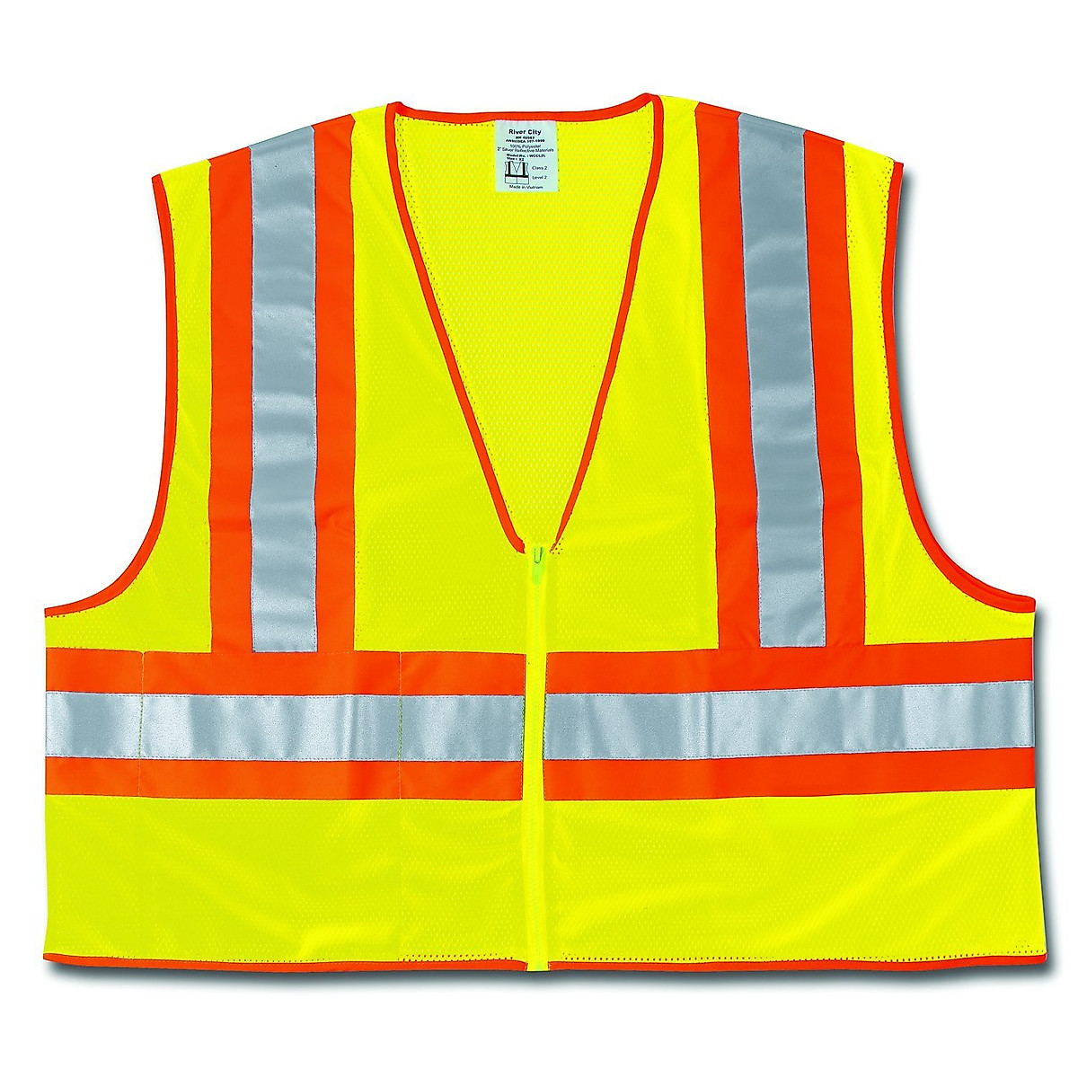 MCR Safety WCCL2LX2 Class 2 Polyester Mesh Safety Vest with 3M Scotchlite 4-1/2-Inch Orange/Silver Reflective Stripe, Fluorescent Lime, 2X-Large