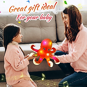 Glow Guards Musical Light up Octopus Stuffed Ocean Life LED Soft Plush Toy with Night Lights Lullaby Glow in The Dark Christmas Birthday Gifts for Toddler Kids