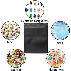 100 Pack Mylar Bags - 5.5 x 7.8 Inch Resealable Foil Pouch Bag Food Storage Pouch Matte Black