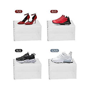 Kenyatta Shoe Storage,6 Pack Shoe Boxes Clear Plastic Stackable,Shoe Organize,(Black) For Sneaker Display,Easy Assembly,Fit up to US Size 12(13.4”x 10.6”x 7.4”), (Clear)
