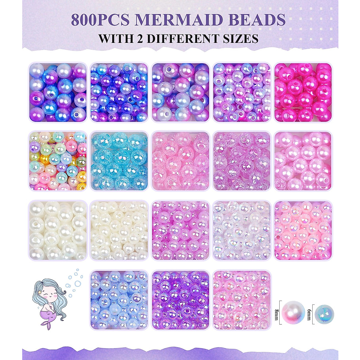 DUDUCOFU 900Pcs Mermaid Bracelet Making Kit + 30 Pack White Velvet Hangers
