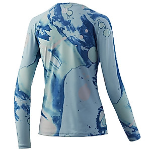HUK Women's Pursuit Long Sleeve Performance Shirt + Sun Protection, Lava-Seafoam, X-Small