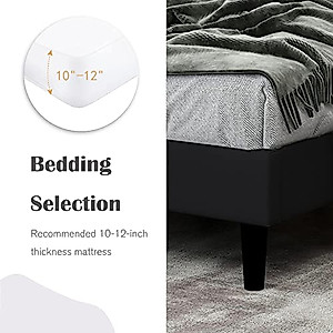 Gruwans Upholstered Bed Frame King with Wingback Headboard/No Box Spring Needed/Wooden Slat Support/Easy Assemble/Black