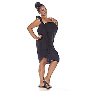 1 World Sarongs Womens Plus Size Fringeless (TM) Premium Solid Sarong in Black