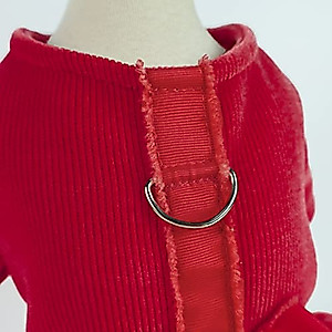 Fitwarm Dog Harness Dress with Leash Set, Christmas Dog Clothes for Small Dogs Girl, Cat Winter Apparel, Red, X-Small