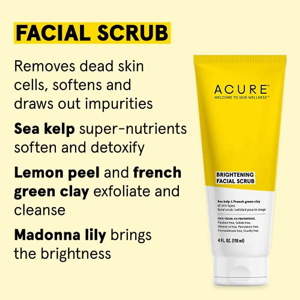 Acure Spring Glow Kit | 100% Vegan | For A Brighter Appearance | Includes Brightening Facial Scrub & Brightening Super Greens Serum