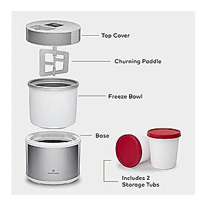 ChefWave Elado 2 Qt Automatic Frozen Yogurt, Sorbet, Gelato, Ice Cream Maker Includes 2 Pack Reusable Freezer Storage Containers 1 Qt Capacity, Recipe Book, LCD Digital Display, Adjustable Churn Time