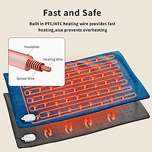 Heating Pad for Back Neck and Shoulder Pain Relief Flannel Electric Heating Pads with LCD Controller 9 Heating Levels 1-12H Adjustable Auto Shut Off Machine Washable