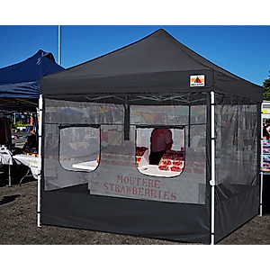 ABCCANOPY Food Booth 10' x 10' Sidewall Kit Set of 4, Includes 2 Roll-Up Serving Windows, Commercial Grade Mesh, Black