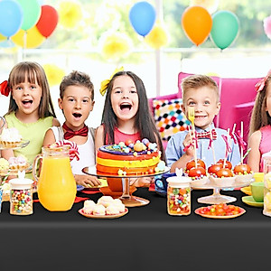 PETIARKIT 54 in ×300 Ft Plastic Tablecloths Roll, Plastic Table Cloth Disposable, Plastic Table Cloth Disposable with Cutter Box - Cut to Size for All Shape Tables | Parties & Events, Black