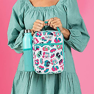 Swig Life Boxxi Lunch Box, Insulated Lunch Box for Women with Water Bottle Holder Side Pocket, Adjustable Meal Divider, Front Zipper Pocket, and Top Buckle Handle in Party Animal Print