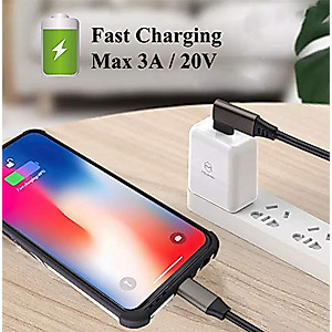 AAOTOKK 90 Degree USB 3.1 Type c to Type C Cable 60W&3A Right & Left Angled 3.1 USB Type C Male Extension Cable Supports Charging,Data,Audio,Video Cable for Laptop&Tablet&Mobile Phone.(0.3M/1Ft)
