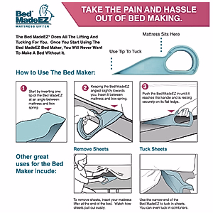The Original Made in USA| Bed MadeEZ Bed Maker and Mattress Lifter Tool Helps Lift and Hold The Mattress- Can Tuck Sheets or Bed Skirts Alleviating Excess Strain