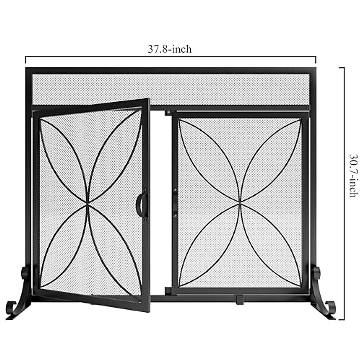 Fire Beauty Fireplace Screen with Magnetic Doors,Large Metal Fire Place Screen for Home,Spark Guard,Metal Furnace Fireguards,Baby Safe Spark Guard Protector,Black