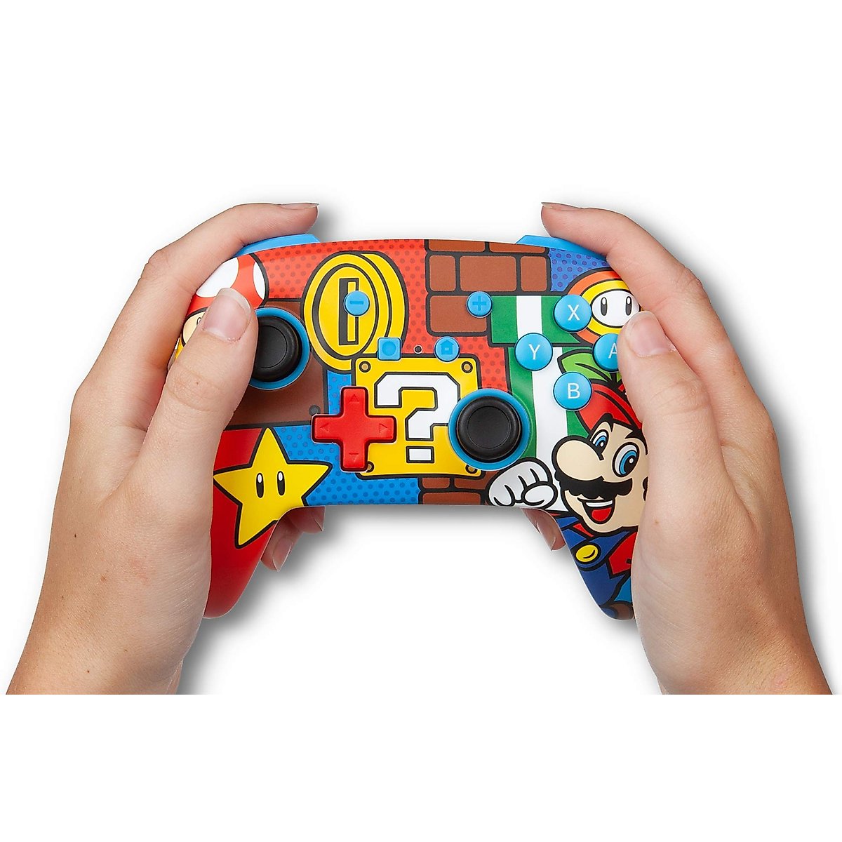 PowerA Enhanced Wireless Nintendo Switch Controller - Mario Pop, Rechargeable Switch Pro Controller, Immersive Motion Control and Advanced Gaming Buttons, Officially Licensed by Nintendo
