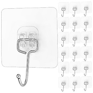 Zxglxinyao 30pcs Adhesive Wall Hooks for Hanging Heavy Duty Self Adhesive Hooks, Clear Sticky Wall Hangers Waterproof Transparent for Door Shower Key Towel Coat Holder Hanger Hooks