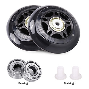 TOBWOLF 8 Pack 70mm 82A Indoor Inline Skate Replacement Wheels, Indoor Skating Wheels with ABEC-7 Bearings, Luggage Wheels, Training Wheels for Scooter - Black