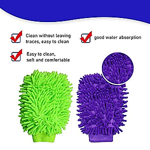 Chihutown 5 Pack Premium Chenille Microfiber Wash Glove, Double Sided Scratch-Free Car Wash Mitt, Soft Car Wash Sponge, Microfiber Wash Mitt for Car Cleaning