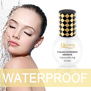 QUEWEL Strong Black Adhesive for Eyelash Extensions 6ml 1-2 Sec Drying Time,Retention 7-8 Weeks,The Lash Extension Glue Low Fume No Irritating for Sensitive