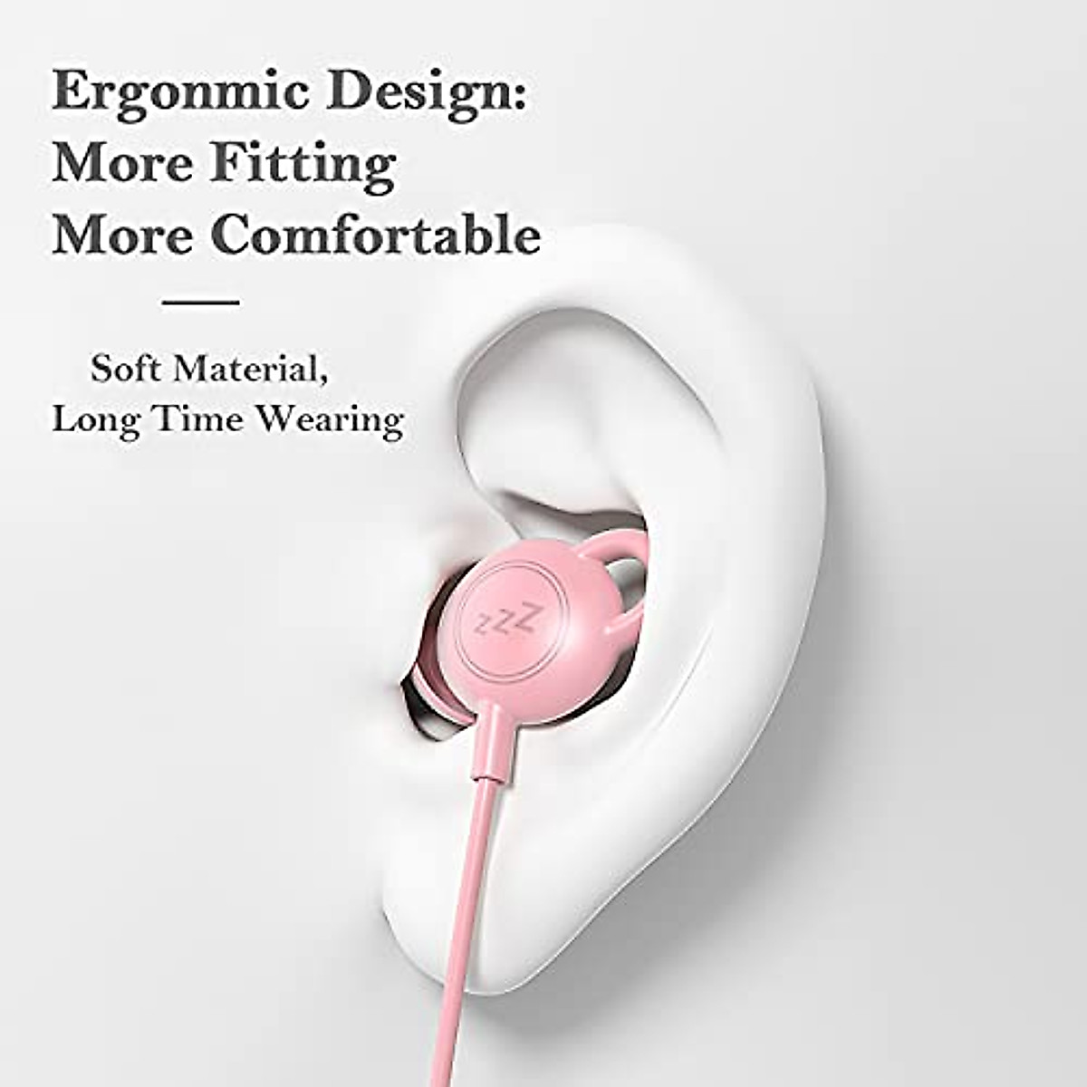 yi-shaney 2 Pack Wired Sleep in Ear Earbuds Headphone, Soft Lightweight Silicone Noise Cancelling Earphones with 3.5mm Audio Devices for Side Sleeper, Snoring, Air Travel & Relaxation (Pink)