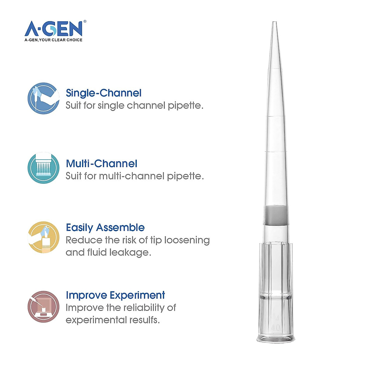 A-GEN 100uL Filter Racked Universal Pipette Tips, Clear, Gamma Sterile, DNase/RNase Free,Non-Pyrogenic (1 Rack of 96 Filter Tips, 100uL)