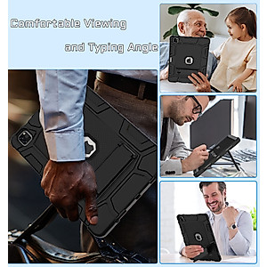 Rantice iPad Pro 12.9 Case 6th/5th Generation with Apple Pencil Holder, Hybrid Shockproof Rugged Drop Protection Cover with Kickstand for iPad Pro 12.9'' 2022/2021 Released (Black)