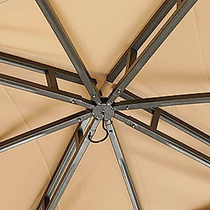 BBQ Gazebo Canopy 10' x 12' Gazebos Patio Garden Gazebo with Mosquito Netting,Double 10x12 Beige Grill Gazebo Shelter for Patio, Garden