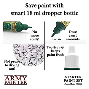 The Army Painter Hobby Starter Miniatures Paint Set, 10 Model Paints with Highlighting Brush Bundle with 100 Stainless Steel Mixing Balls for Model Paints for Plastic Models- Miniature Painting Kit