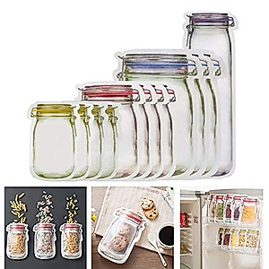 GUAGLL 10Pcs Portable Sealed Transparent Food Storage Bag Picnic Travel Snack Moisture-Proof Fresh-Keeping Bag