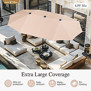 Sophia & William Patio Set with Umbrella 8 Pieces Outdoor Dining Set for 6 with 13ft Double-Sided Patio Umbrella Beige, 6 x Swivel Patio Chairs, 1 Metal Table for Lawn Garden