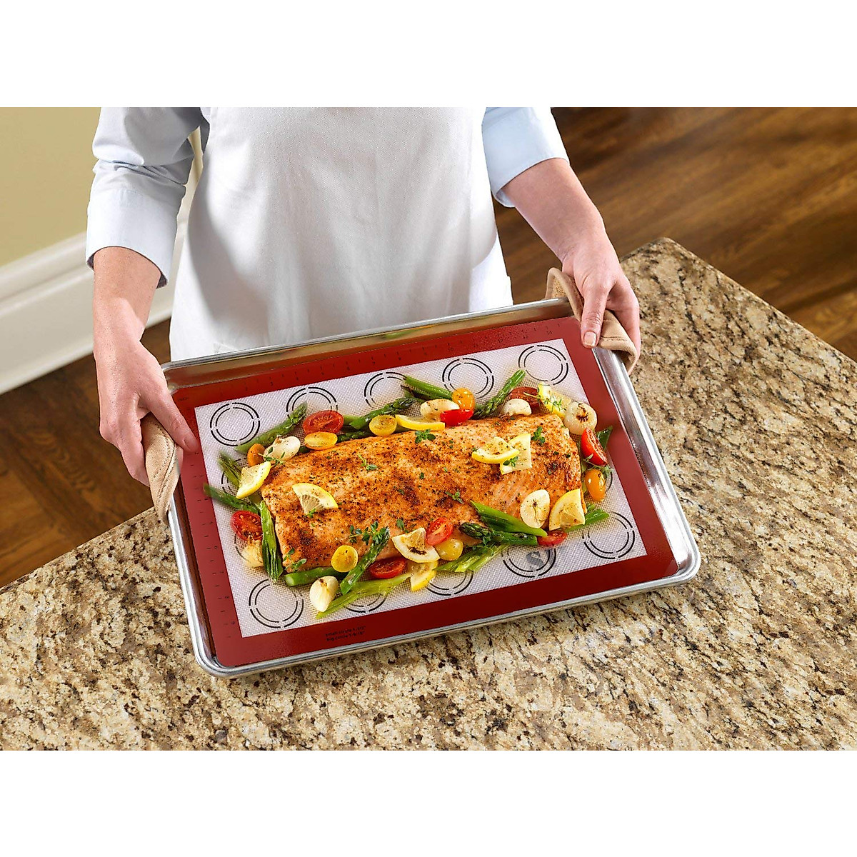 LotFancy Silicone Baking Mat, 2 Pack Non Stick Macaron Baking Liner for Cookies, Rolling Dough, Bread and Pastry, Reusable Baking Sheet,16.5"x11.5"