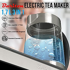 BARITON 3 in 1 water kettle/TEA MAKER/coffee maker MODEL BTM-1780GS Electronic sensor touch control panel with display, powered by strix technology safer by design