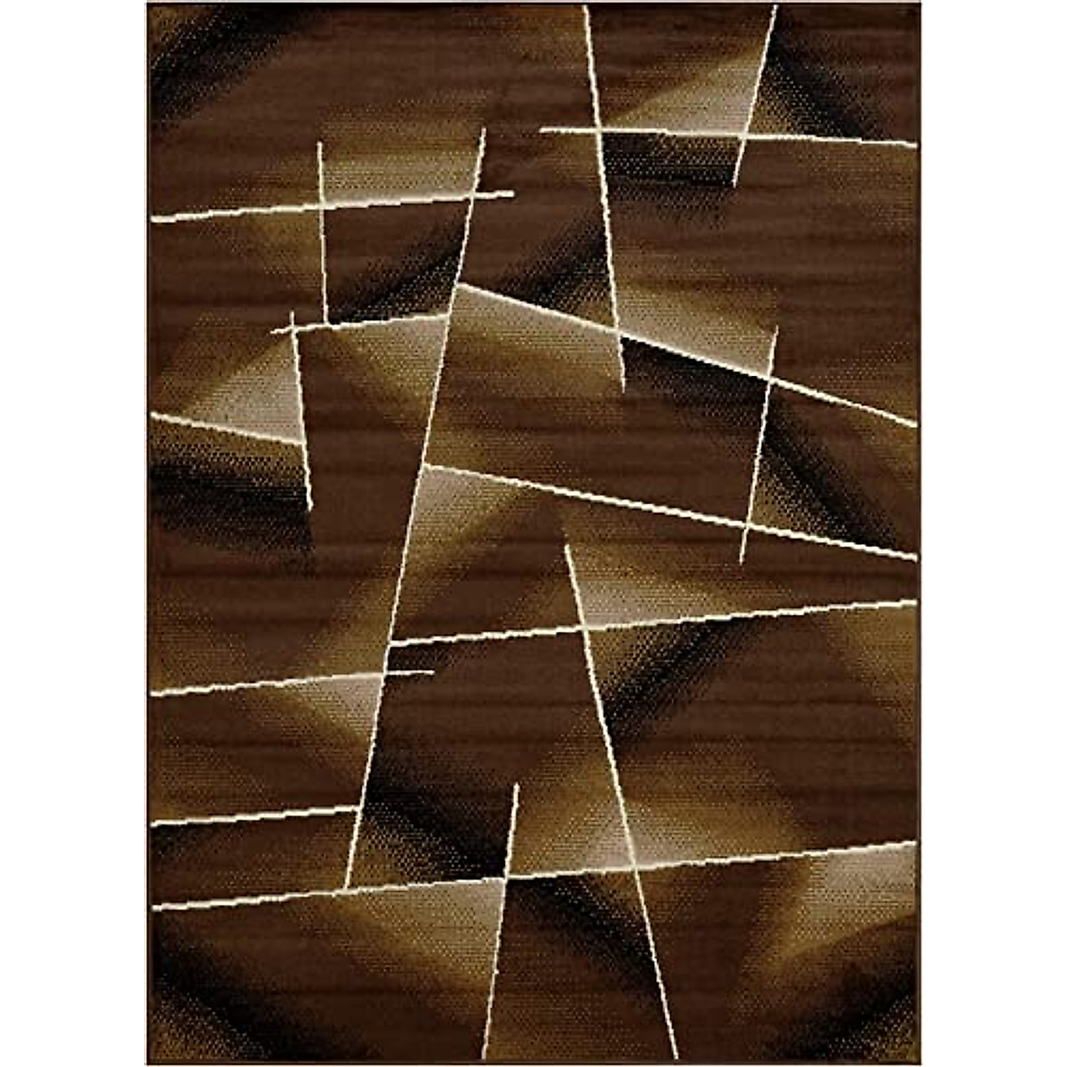 Modern Contemporary Geometric Blocks Abstract Lines Design Brown Area Rug, Perfect Hardwood, Tile, or Carpet Cover, Ideal for Bedroom, Kitchen, Living Room, Entryway, or Office (2’ X 7’ Runner)
