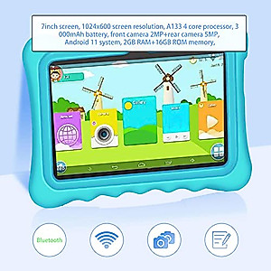 Hd Tablet Wifi Bluetooth Android Game Tablet,7inch Ips Display Screen,Christmas Birthday Gift,2gb Ram+16gb Rom,3000mah Battery,Android-11 System (Blue)