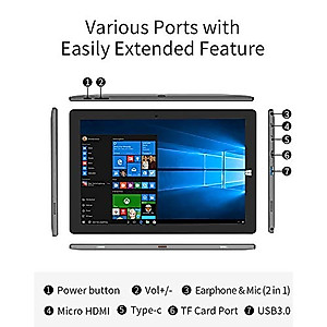 FCHJJ Jumper 10.1 inch ezpad 8 2in1 Tablet pc 4GB DDR4 64GB SSD Windows 11 Intel Celeron 3350 Ultrabook Laptop HDMI Bluetooth USB 3.0 Include Docking Keyboard, ezbook S5 Go