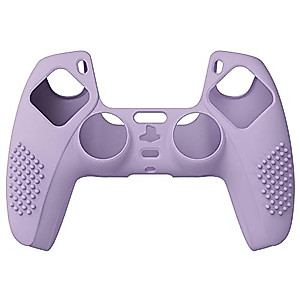 eXtremeRate PlayVital Mauve Purple 3D Studded Edition Anti-Slip Silicone Cover Skin for ps5 Controller, Soft Rubber Case for ps5 Wireless Controller with 6 White Thumb Grip Caps