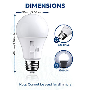 Nouscan Adjustable Light Bulb, 100W Equivalent, 5CCT A19 LED Light Bulb, E26 Base, 2700K 3000K 4000K 5000K 6000K, 1200LM, 13W E26 Medium Base Standard Light Bulb for Bedroom, Living Room, 4 Pack