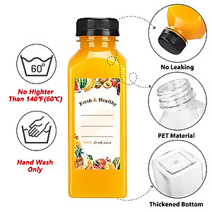 Moretoes 128pcs 12oz Juice Bottles, Plastic Juice Bottles with Caps, Reusable Drink Containers for Juicing, Smoothie and Other Beverages