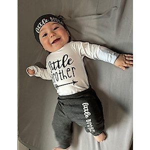 AGAPENG Newborn Boy Outfits Infant Boy Clothes Little Brother Outfit Long Sleeve Romper Pants with Hat Newborn Baby Boy Clothes