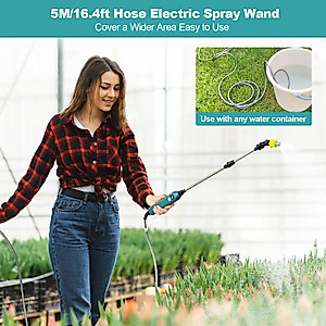 SideKing Battery Powered Sprayer Wand, New Upgraded 23.6inch Electric Sprayer Telescopic Wand with Battery Indicator, 16.4FT Hose, 3 Mist Nozzles, Rechargeable and Portable Spray Wand for Gardening