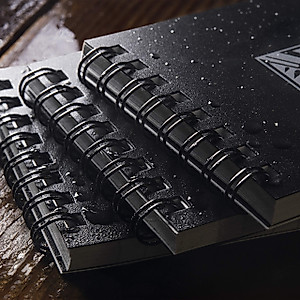 Rite in the Rain Weatherproof Top-Spiral Notebook, 3" x 5", Black Cover, Universal Pattern, 3 Pack (No. 735-3)