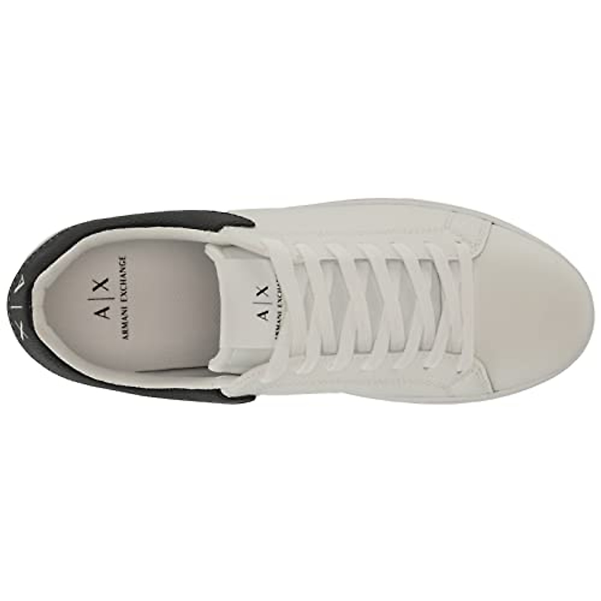 A|X Armani Exchange Men's Updated Leather Sidewall Logo Sneaker, Op.White+Black, 11