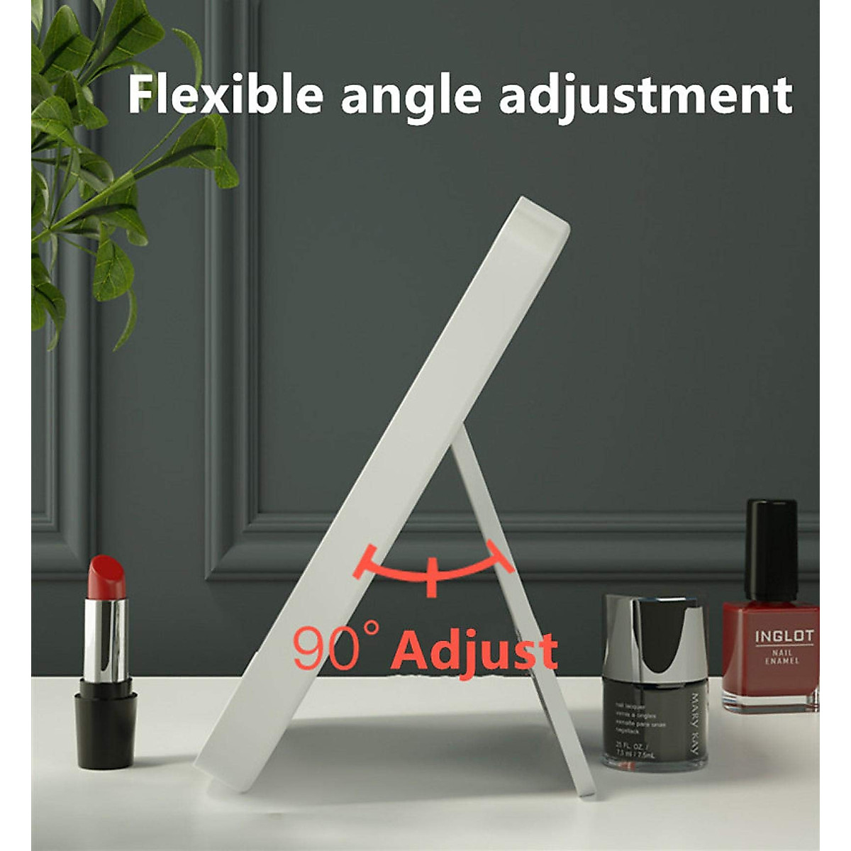 FQYYDD Illuminated Makeup Mirror Led Makeup Mirror Folds Portable Small Mirror