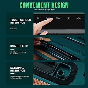 LUV Automatic Vacuum Sealer Machine: 80kpa Suction Touch Automatic Food Sealer With External Vacuum System Compact Design 10pcs Seal Bags Starter Kit Dry Moist Fresh Modes For All Saving Needs (Green)